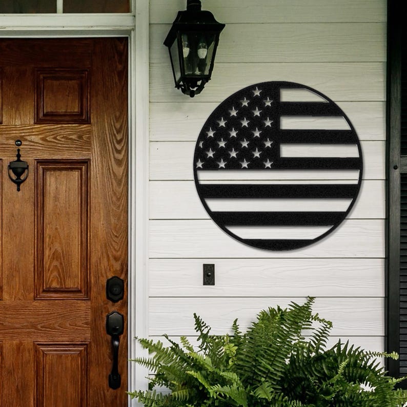 Metal Wall Art USA Flag, Round Shaped Metal USA American Flag, Metal ...
