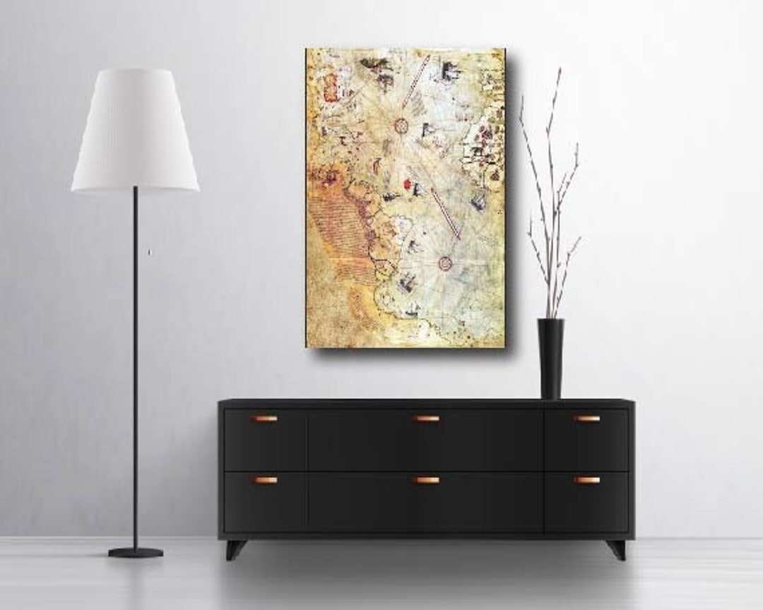 Piri Reis Map Canvas Poster Print, Vintage Map, Ottoman Empire Map, Old ...