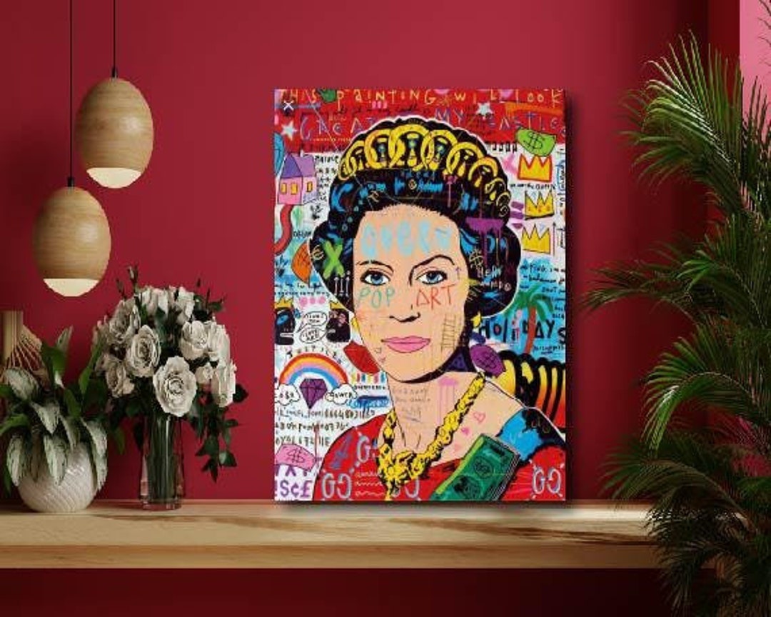 Queen England Banksy Canvas Painting With Glasses Canvas Poster Print ...