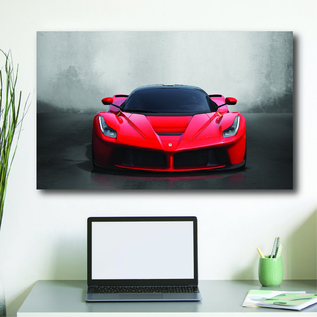 Ferrari Laferrari Painting, Supercar Print,red Ferrari Canvas Wall Art ...