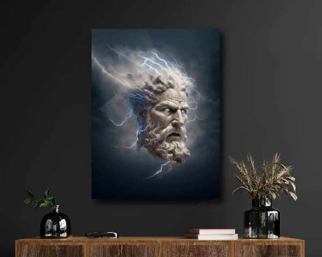 Zeus God of Sky, Thunder and Lightning Canvas Poster Print, Greek ...