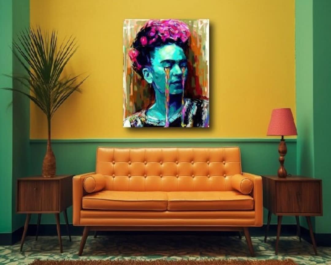 Watercolor Crying Frida Kahlo Canvas Poster Print, Feminist Art, Frida ...