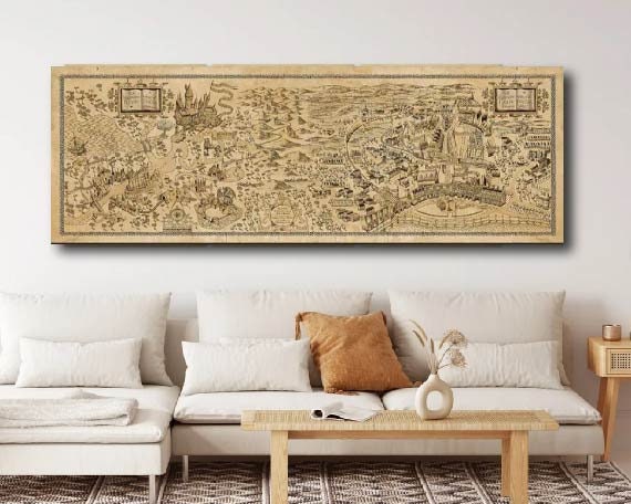 Harry World Map Canvas Poster Print, Map Digital, Magical World Wall ...