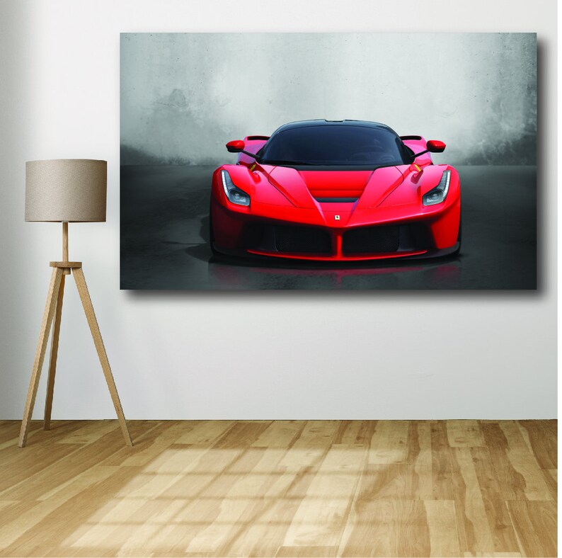 Ferrari Laferrari Painting, Supercar Print,red Ferrari Canvas Wall Art ...