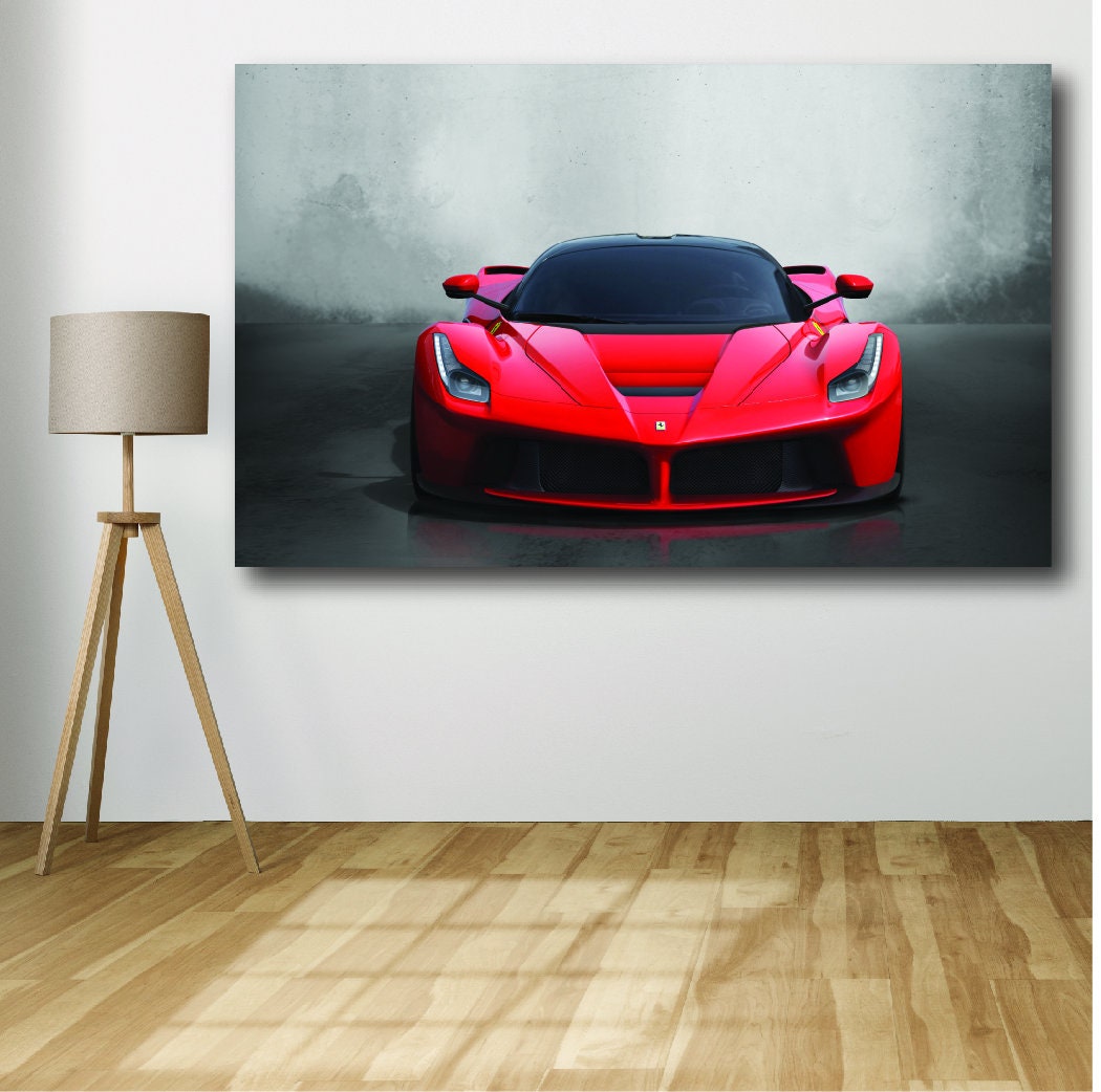 Ferrari Laferrari Painting, Supercar Print,red Ferrari Canvas Wall Art ...