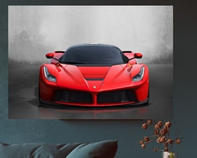 Ferrari Laferrari Painting, Supercar Print,red Ferrari Canvas Wall Art ...