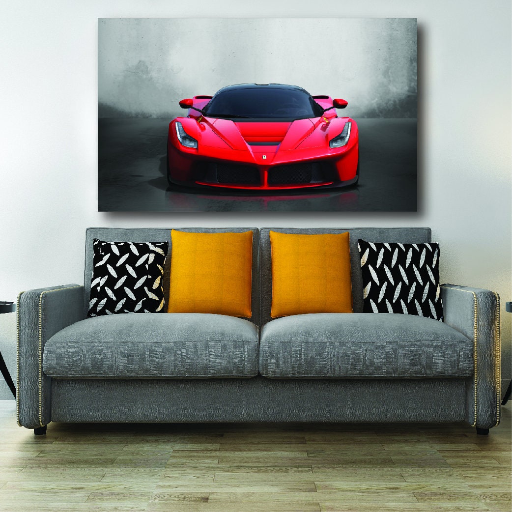 Ferrari Laferrari Painting, Supercar Print,red Ferrari Canvas Wall Art ...