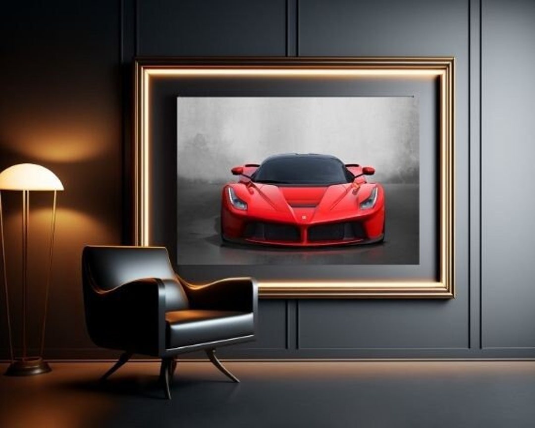 Ferrari Laferrari Painting, Supercar Print,red Ferrari Canvas Wall Art ...