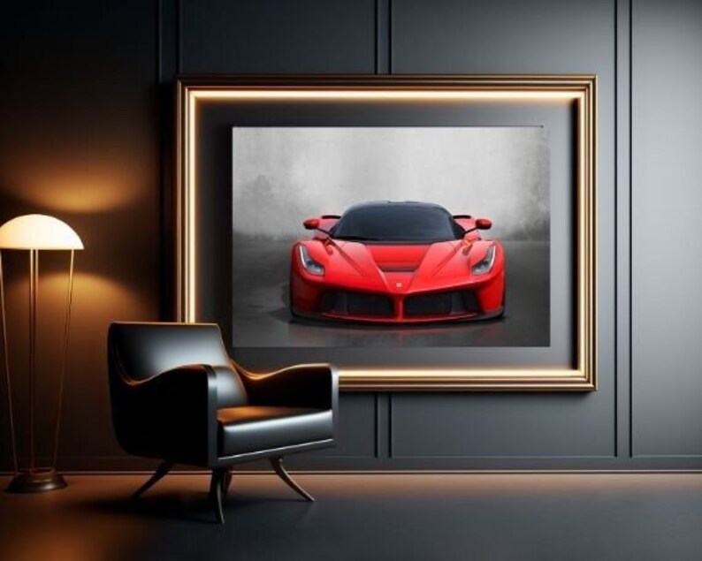 Ferrari Laferrari Painting, Supercar Print,red Ferrari Canvas Wall Art ...