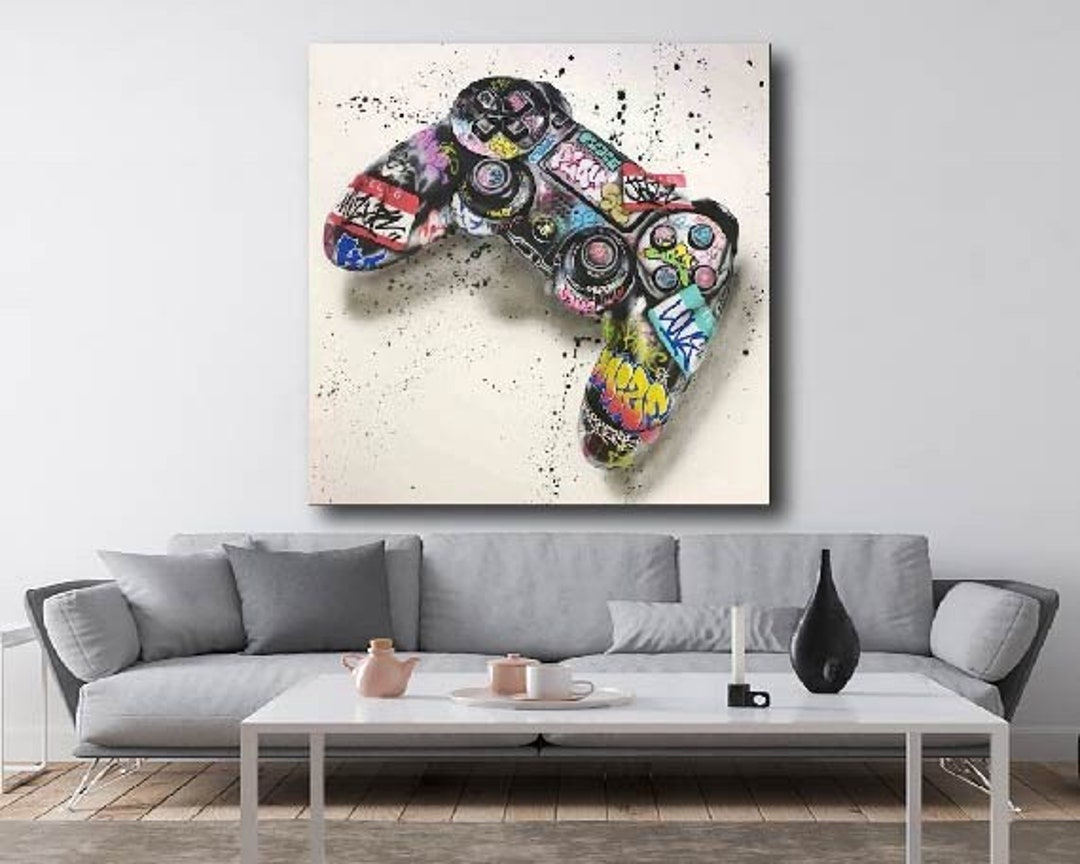 Graffiti Game Console Canvas Poster Print, Banksy Wall Art, Graffiti ...