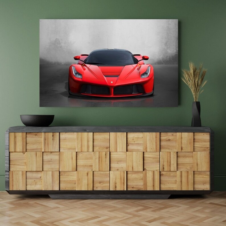 Ferrari Laferrari Painting, Supercar Print,red Ferrari Canvas Wall Art ...