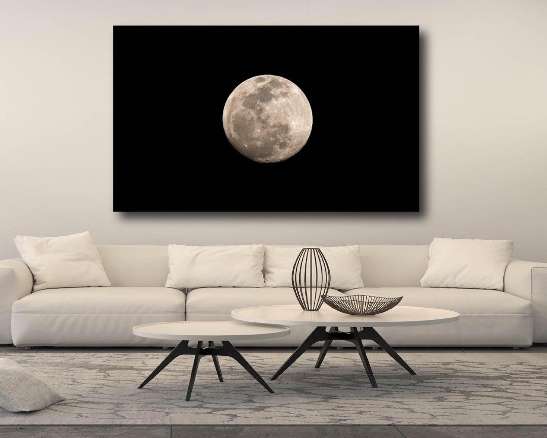 Large Full Moon Canvas Painting Poster Print, Full Moon Wall Art ...