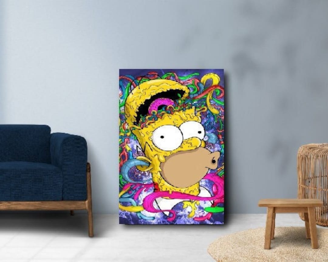The Simpsons Banksy Canvas Poster Print, Disney Homer Simpson, Cartoon ...