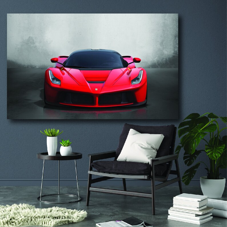 Ferrari Laferrari Painting, Supercar Print,red Ferrari Canvas Wall Art ...