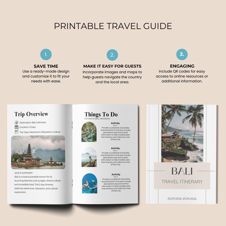 Digital & Printable Travel Itinerary Guide, Travel Itinerary Template ...