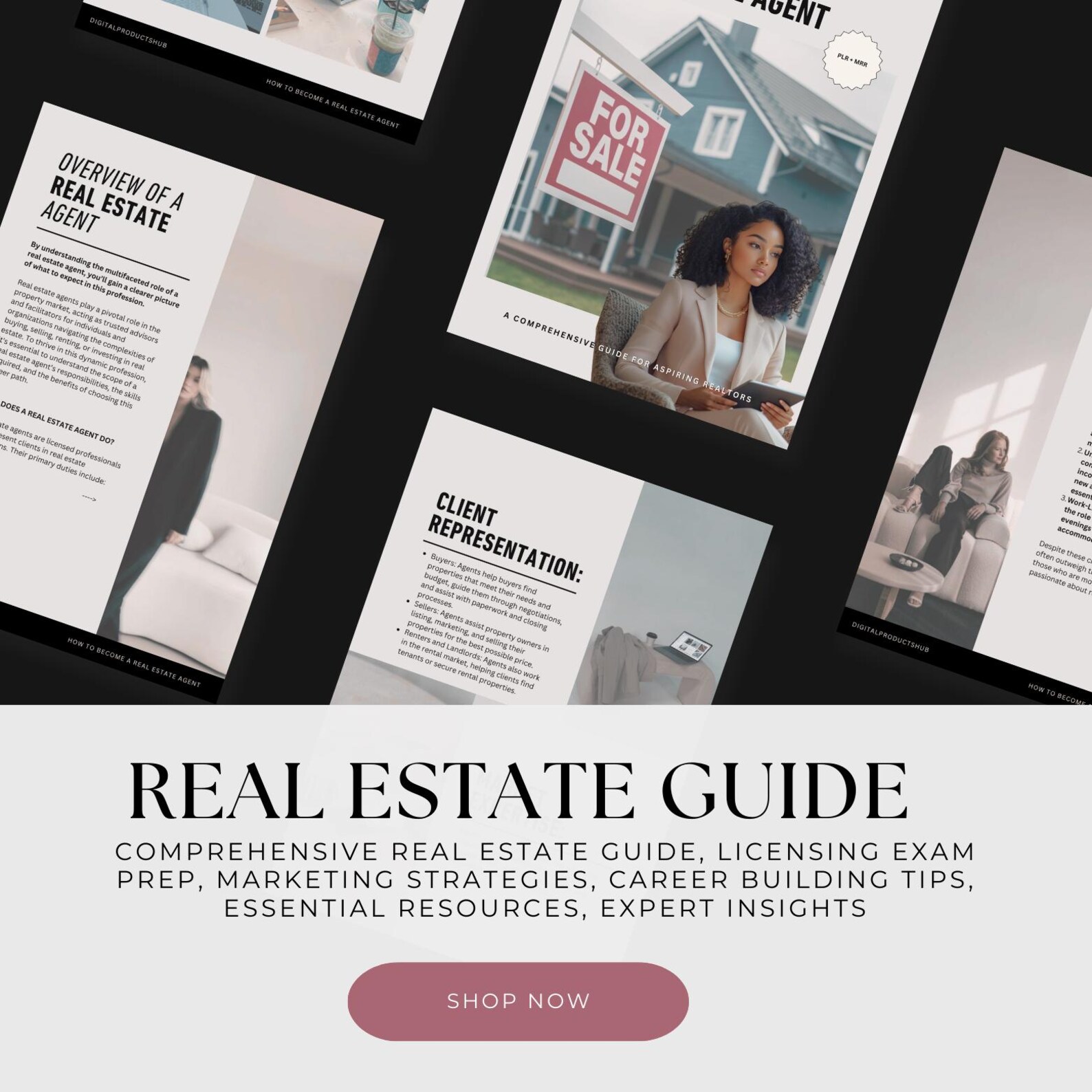 How to Become Real Estate Agent Guide: Real Estate PLR MRR, Side Hustle ...