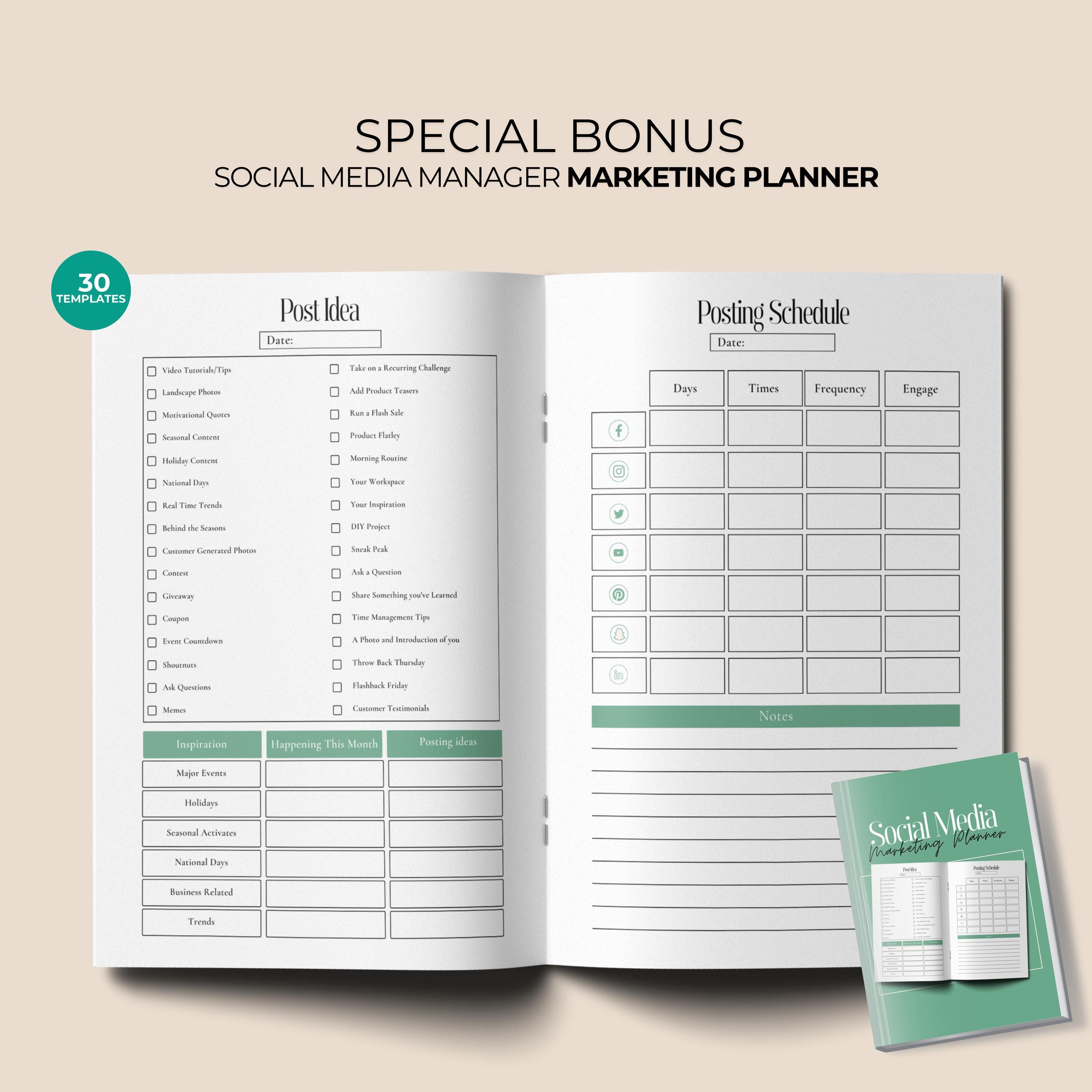 Social Media Manager Templates, SMM Bundle, SMM Planner, Canva Editable ...