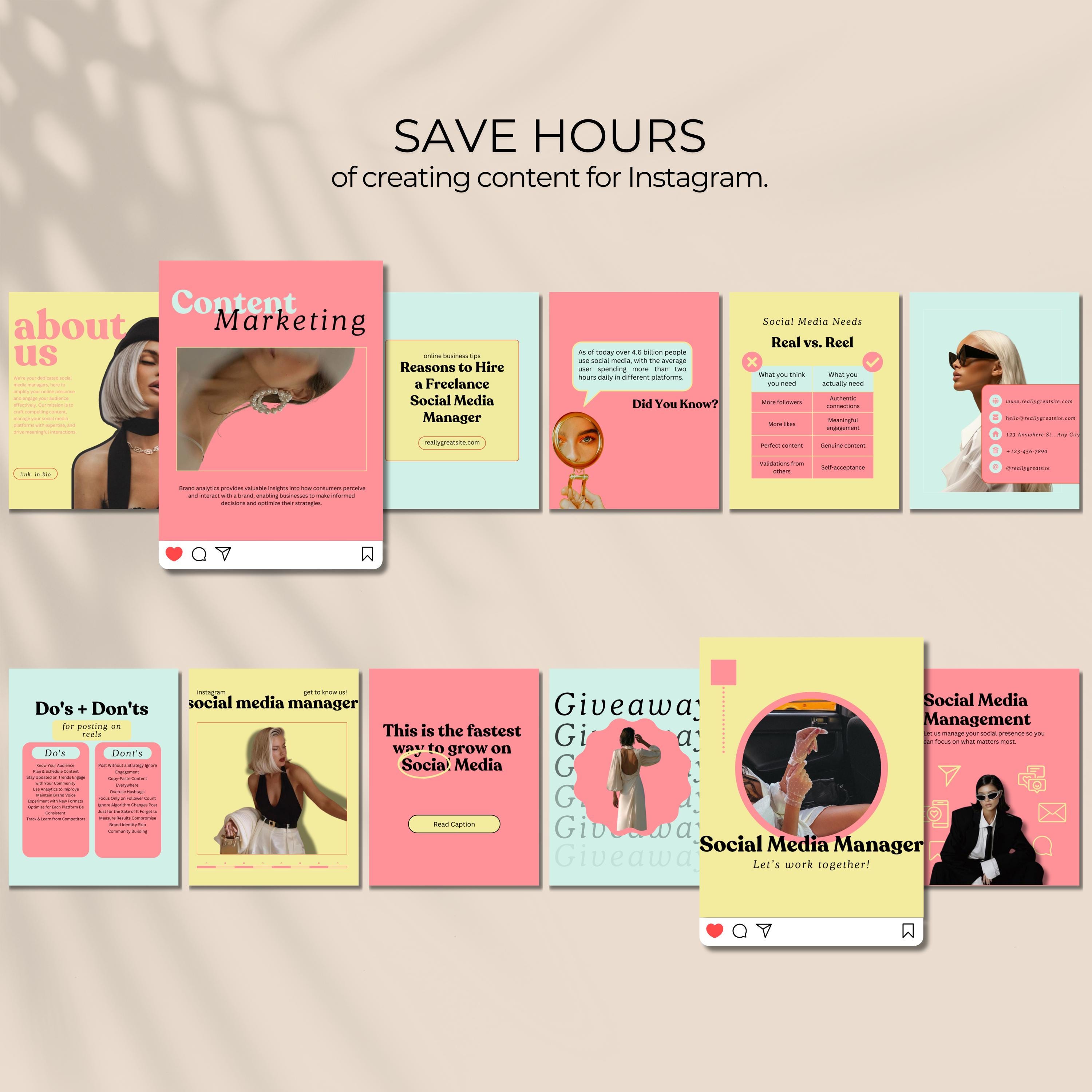 Social Media Manager Templates, SMM Bundle, Editable Feminine Business ...