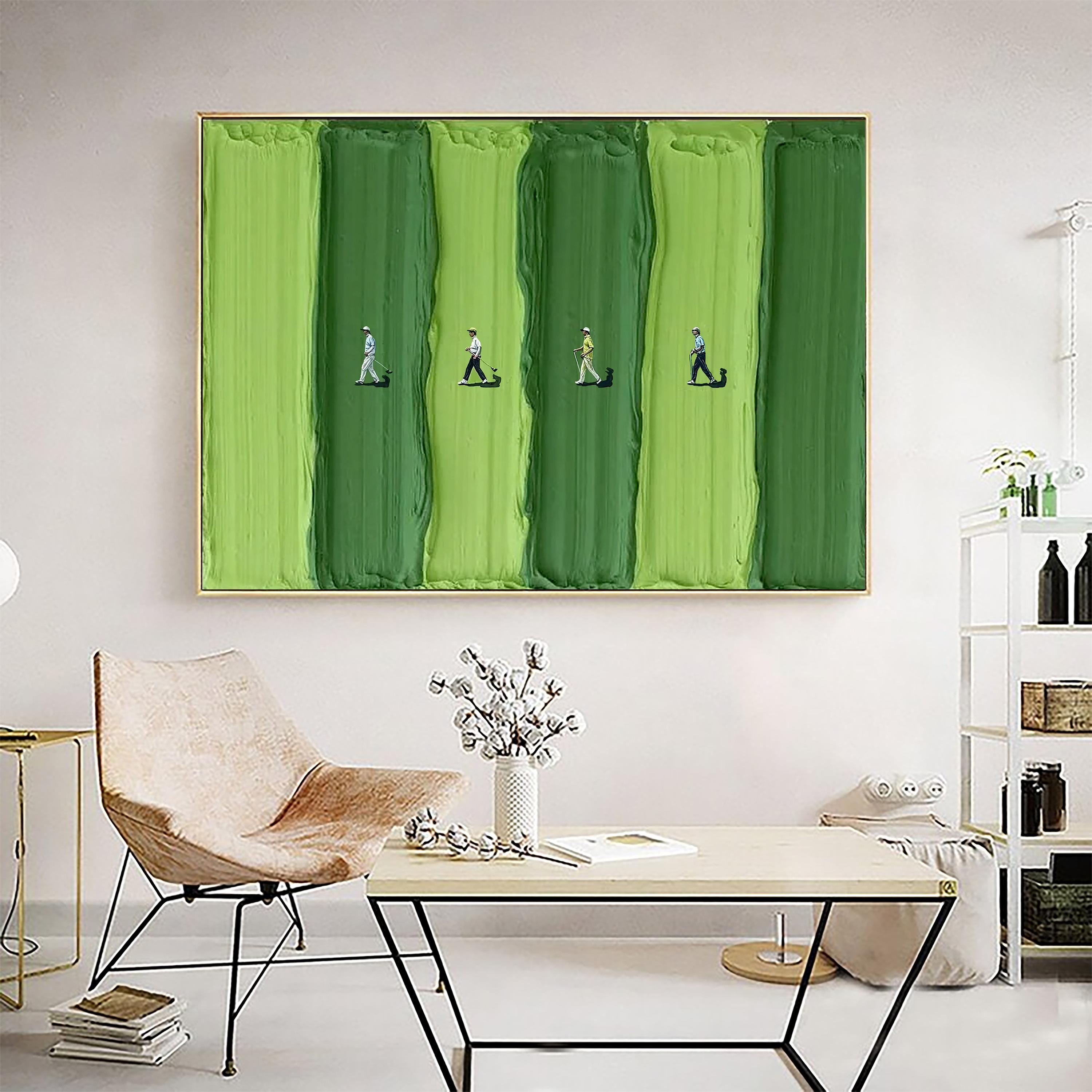 Large 3D Golfer Gift Green Textured Canvas Art Golf Wall Art Green ...