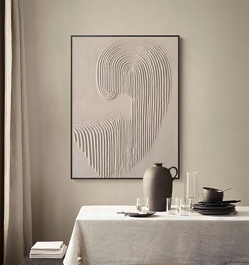 Beige 3D Texture Wall Art Beige Minimalist Painting Neutral Plaster ...