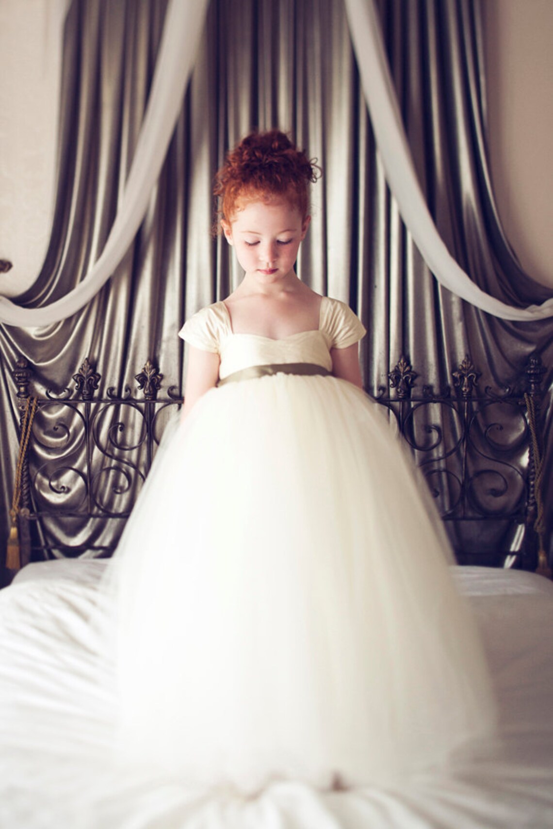 Flowergirl Dress Winter Flower Girl Tulle Flower Girl Ivory | Etsy