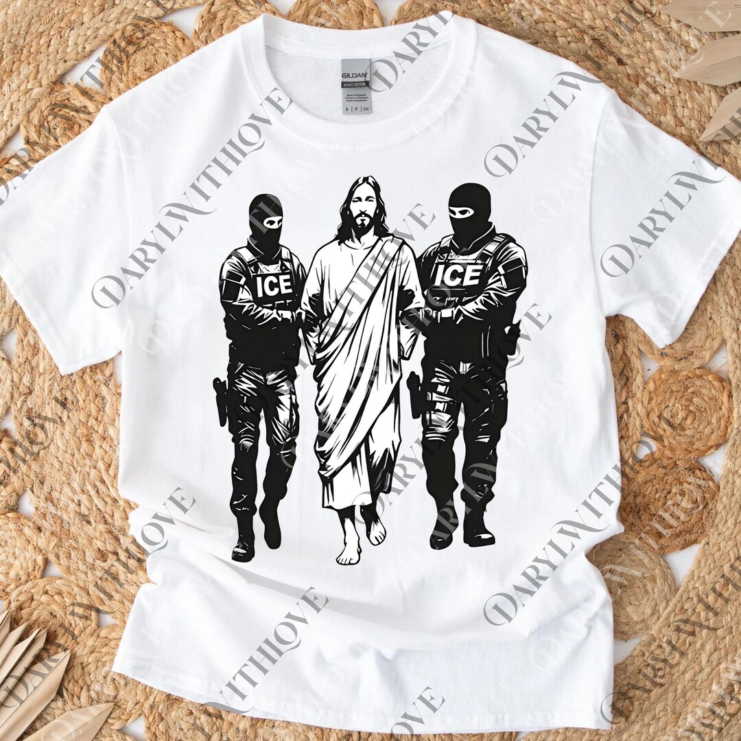 Jesus Arrested Parody Anti ICE Png, Stop Ice Raids Png, Anti Fascism ...