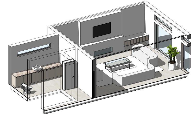 Residential Revit Model | Parametric Cabinets, Kitchen Island, Tables ...