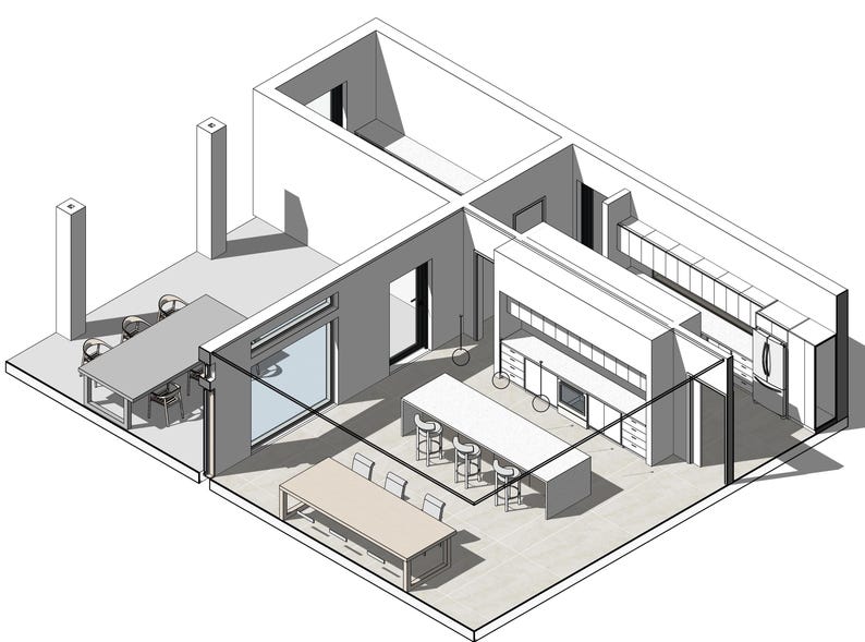 Residential Revit Model | Parametric Cabinets, Kitchen Island, Tables ...