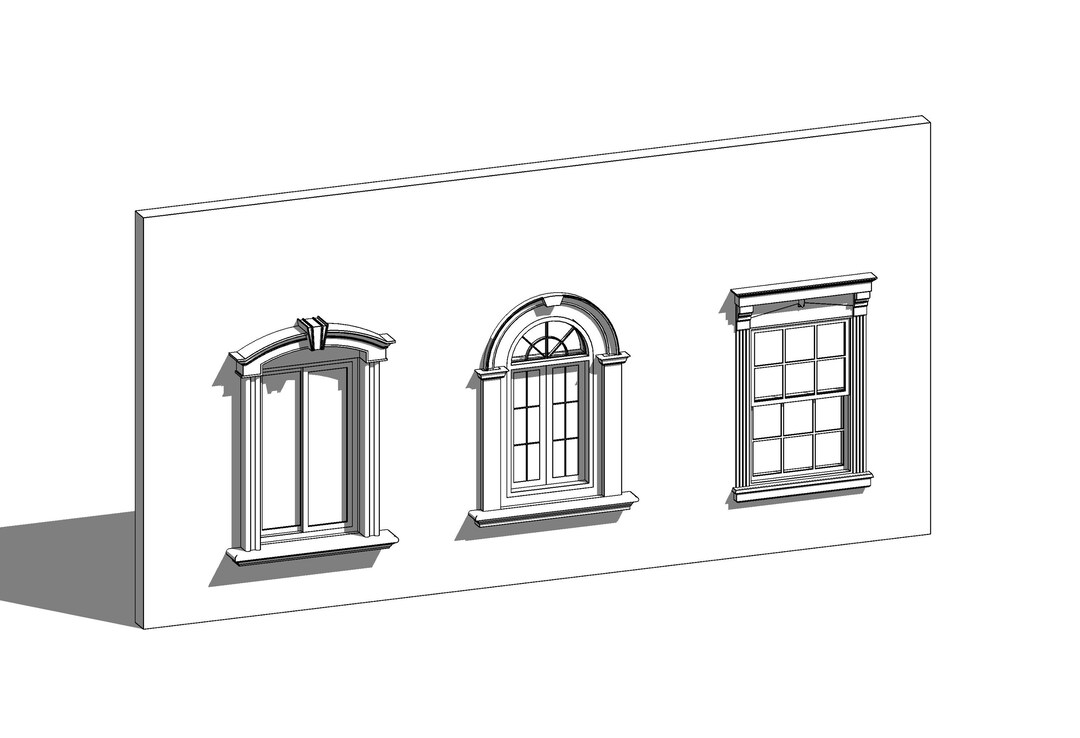 Pack of 3 Classical Windows | Revit Family | Fully Editable ...