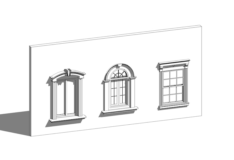 Pack of 3 Classical Windows | Revit Family | Fully Editable ...