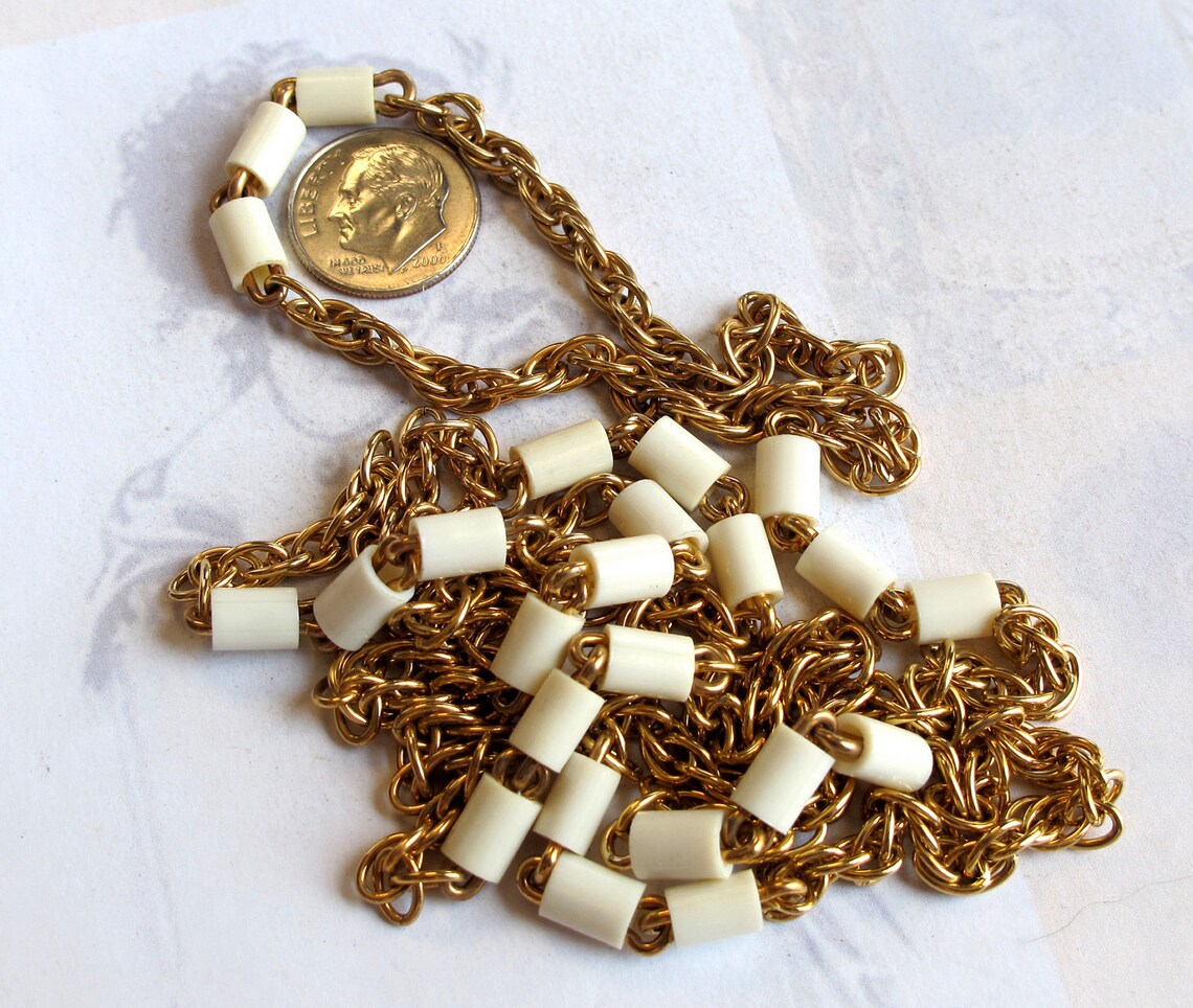 Vintage Gold Plated Rope Chain With Plastic Tube Beads 3 - Etsy