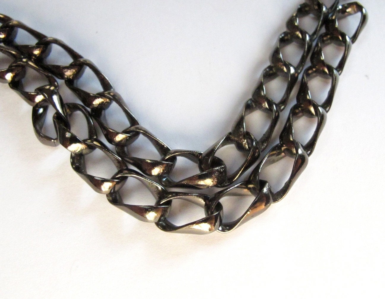 Huge Vintage Shiny Gun Metal Curb Chain Pieces Up to 1 foot | Etsy
