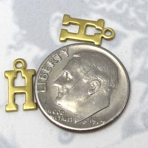 Raw Brass Letter H Charms (10X) (A507) - Etsy
