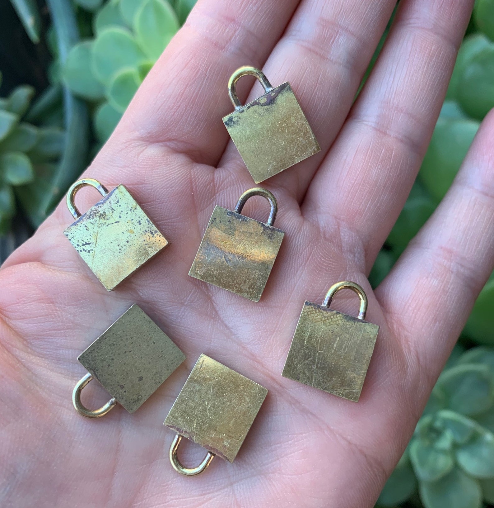 Raw Brass Faux Lock Engraving Charms 2x K600-A | Etsy