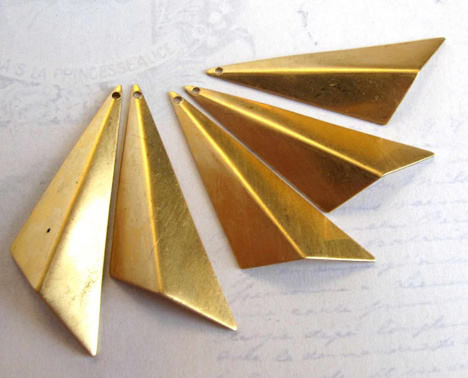 Brass Geometric Obtuse Triangle Drop Pendants Right 4X - Etsy