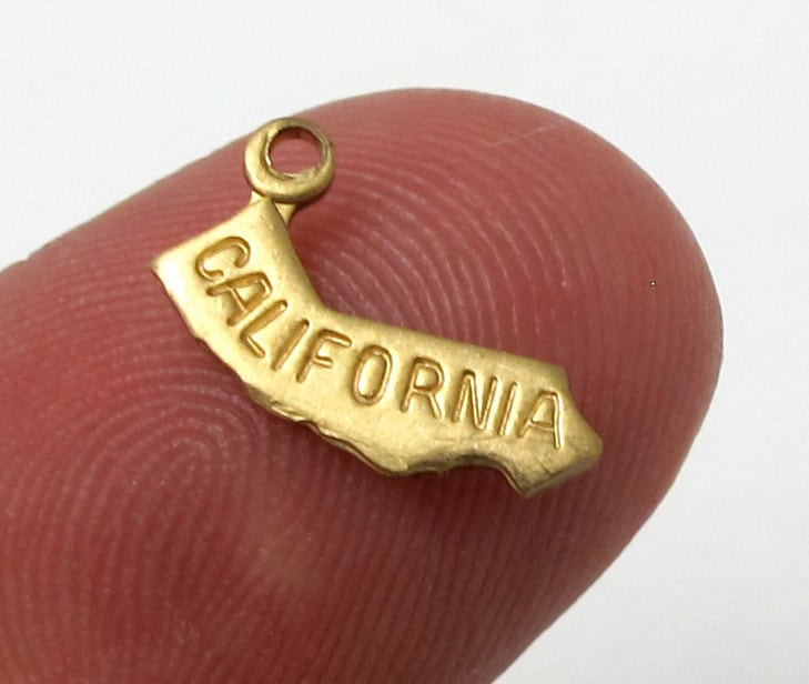 Engraved Tiny Raw Brass California State Charms 6X | Etsy