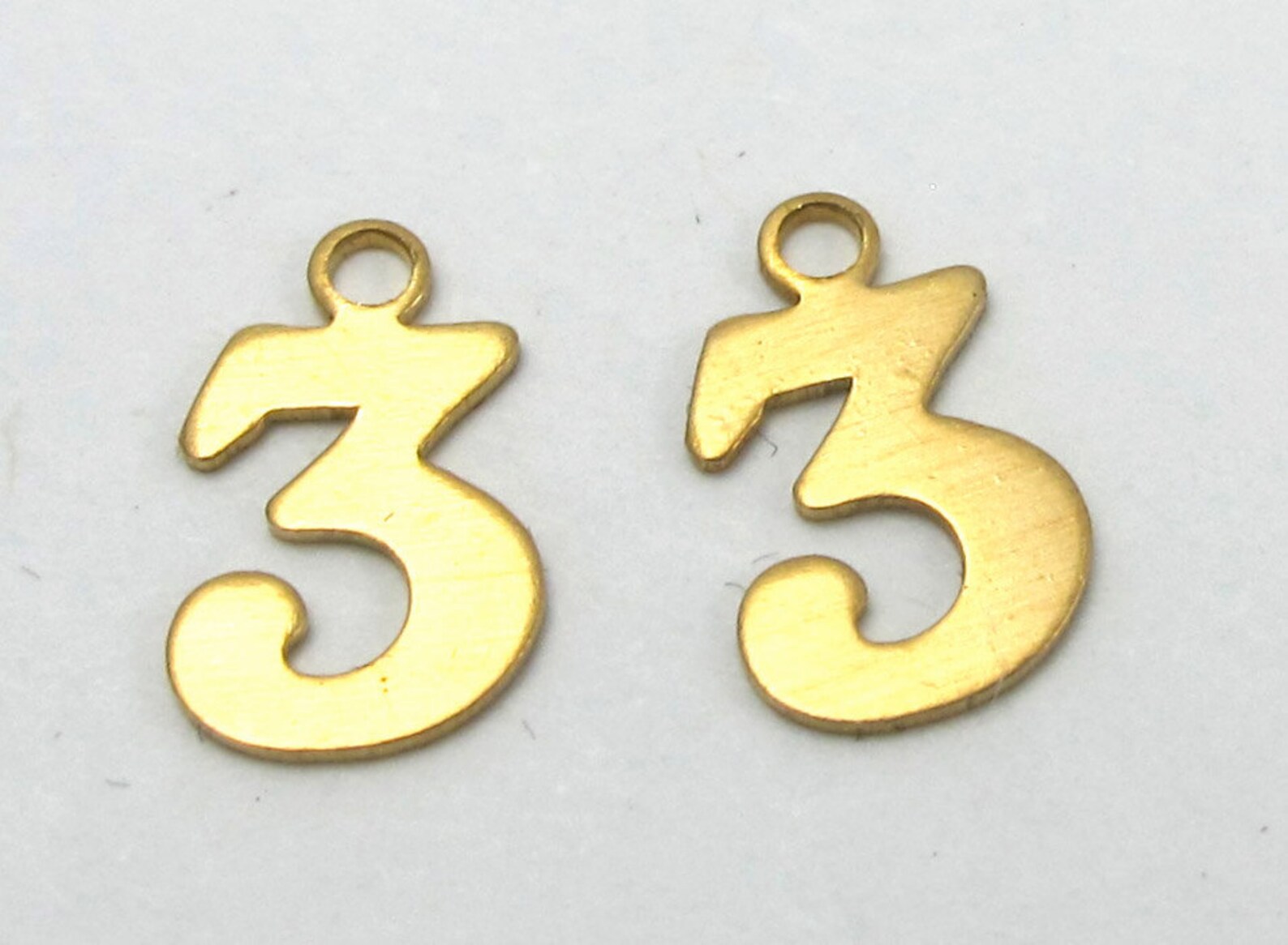 Raw Brass Number 3 Charms 10X A530 | Etsy