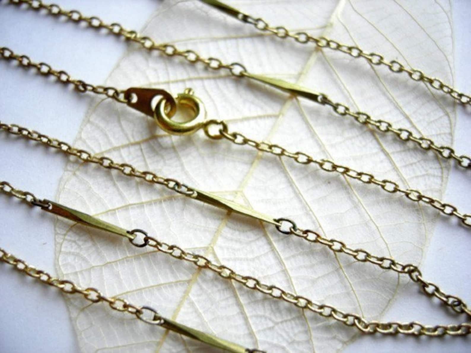 Vintage Brass Bar and Cable Chain Necklaces 4x 16 Inches - Etsy