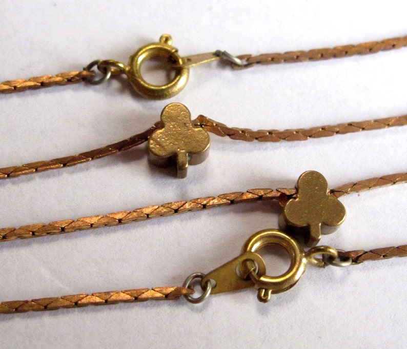 Vintage Brass 3 Leaf Clover Snake Chain Necklaces (2X) (C592) - Etsy