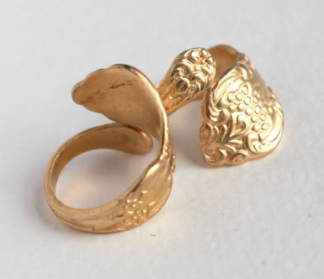 Large Brass Spoon Handle Ring - Adjustable (1X) (J600) - Etsy