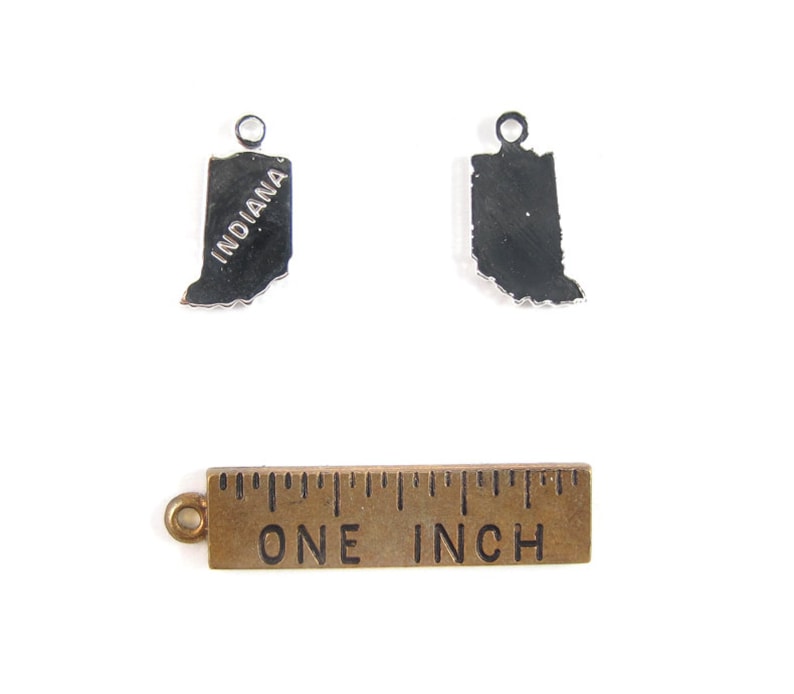 Engraved Tiny SILVER Plated on Raw Brass Indiana State Charms (2X ...
