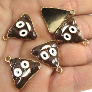 Gold Plated Smiling Poop Face Charms 2x K303-C - Etsy