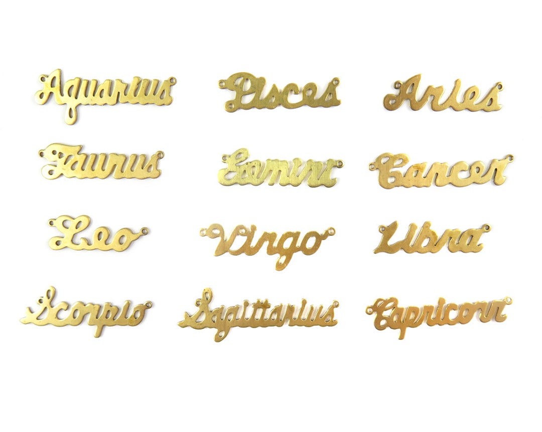 Brass Astrological Name Plate Pendants - All 12 Signs - (12X) (A604-A ...