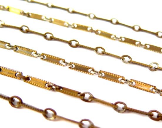 Vintage Antiqued Copper Plated Steel Bar Chain 5feet C581 | Etsy