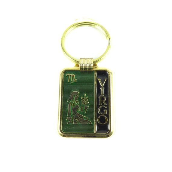 Vintage Zodiac Keychain ~ Virgo ~ Green (1X) (J802-V) - Gem