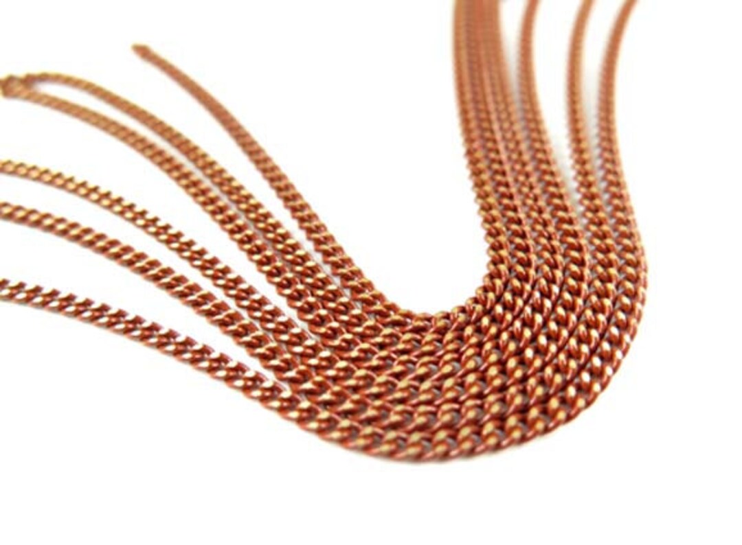 Two Tone Mute Red / Brown Enamel on Brass Curb Chain 4 Feet C903 - Etsy