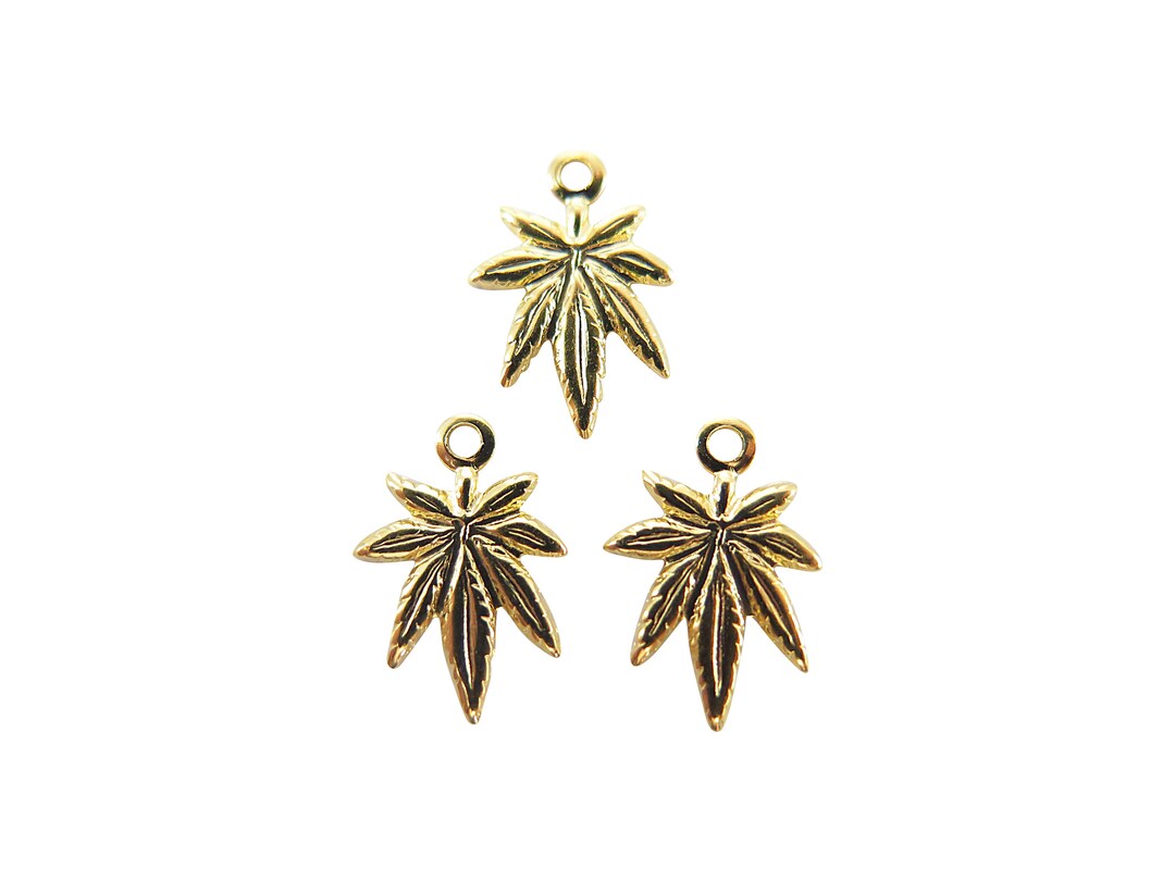 Tiny Gold Plated Marijuana Charms 12X M594-C - Etsy