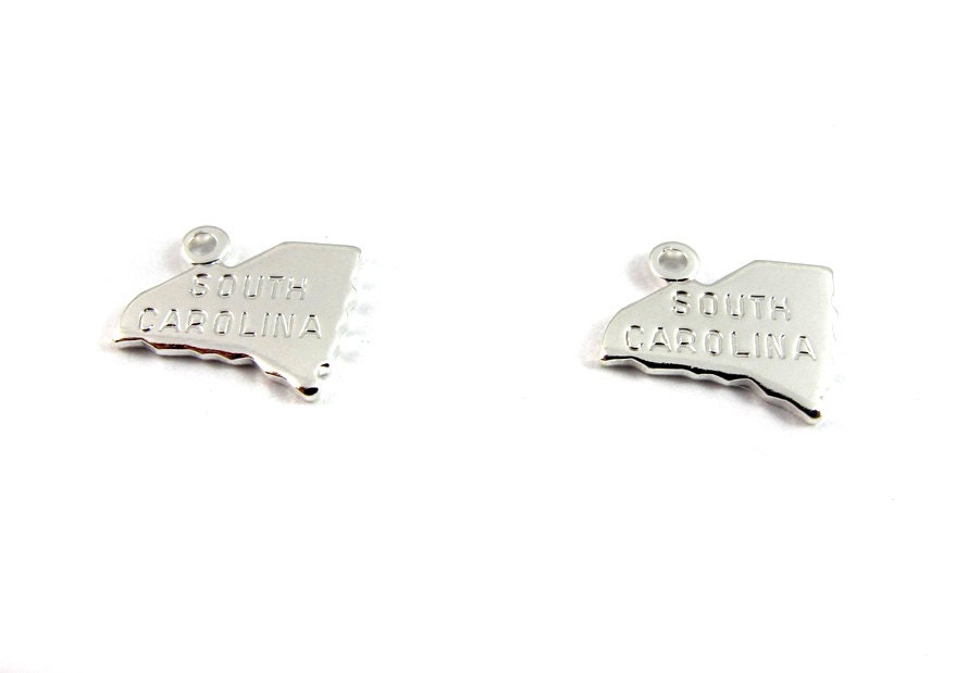 Engraved Tiny SILVER Plated on Raw Brass South Carolina State Charms ...