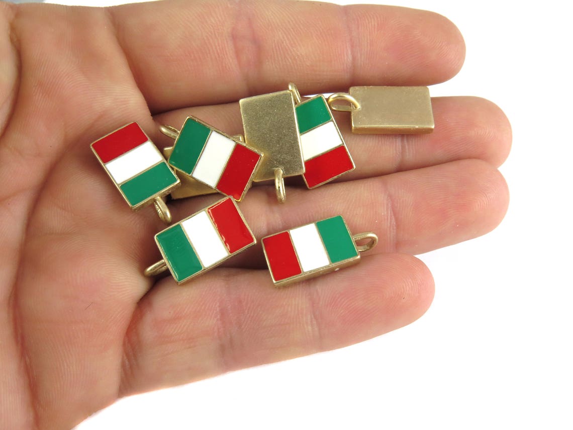 Matte Gold Plated Italian Flag Enamel Pendants 1X K323-A - Etsy