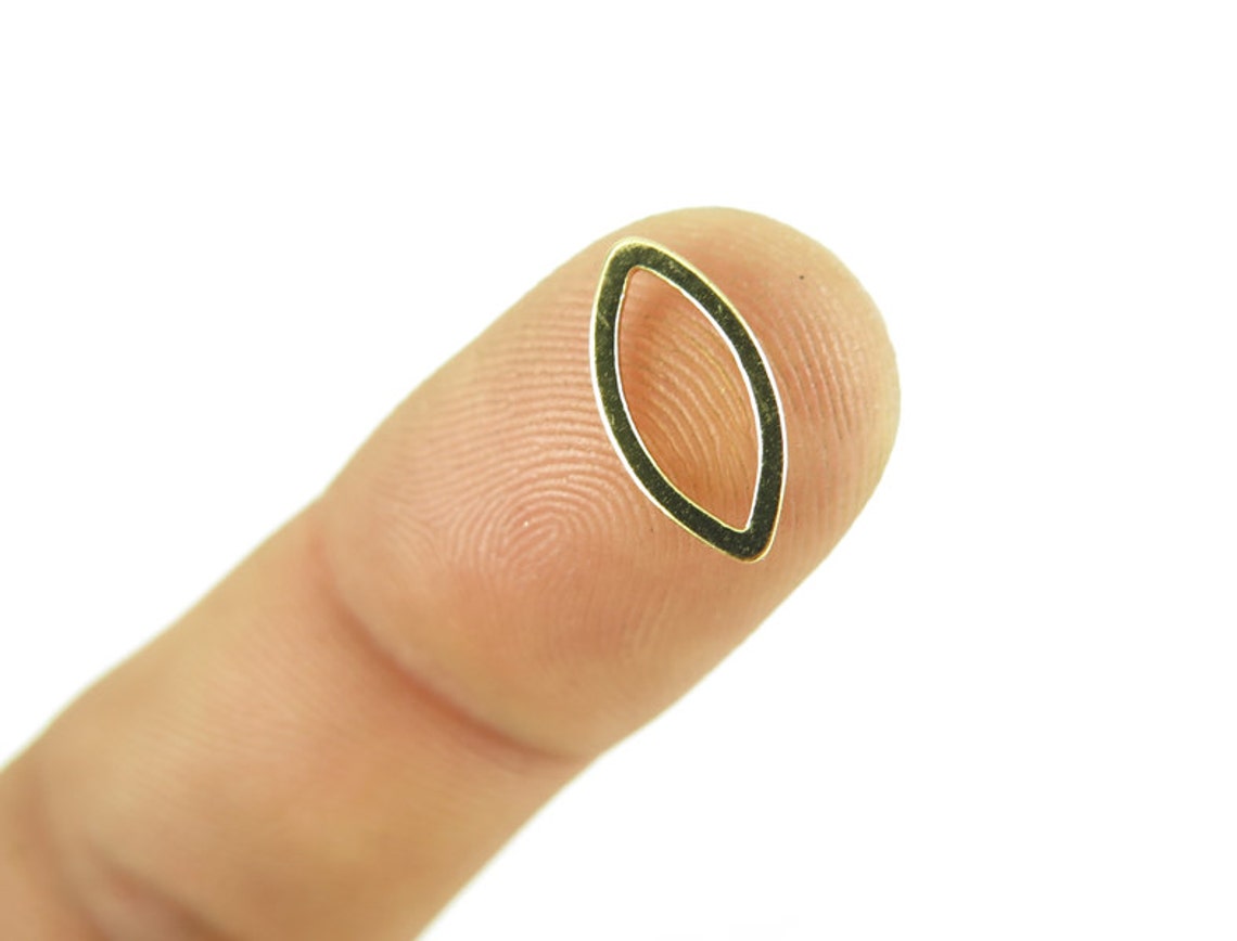 Tiny Gold Plated Pointed Oval Shape Wire Charms 16x | Etsy